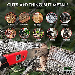 EZ KUT Wow Folding Saw 10 Inch - Foldable Hand Saw for Trees and Wood Cutting Folding Camping Saw Small - Folding Pruning Saw for Tree Trimming Pruning Knife Folding Bone Saw Hunting Pocket Saw Steel