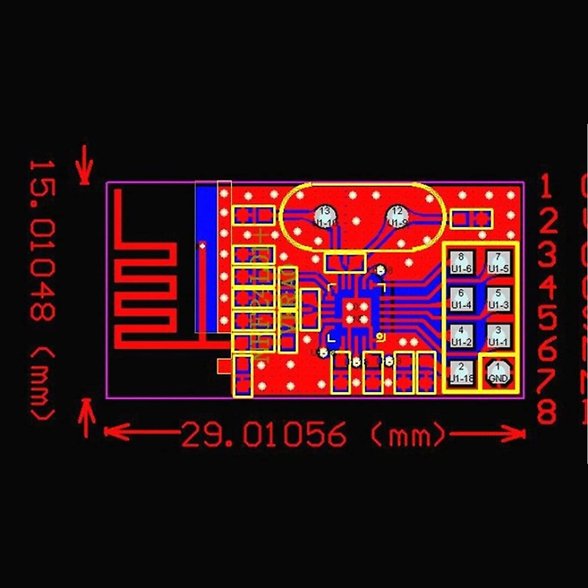 2.4 GHz Wireless RF Transceiver Module, DIP-8, 5mW, 7dBm, 150~240 m, PCB Antenna, Compatible with nRF24L01+, Pack of 4