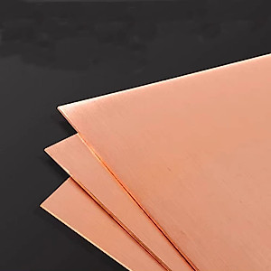 LSVERDE 4 Pcs 99.9% Pure Copper Sheet Metal, 6" x 6", 28 Gauge(0.3mm) Thickness, Double Sided Film Attached Copper Sheets Plates for Crafting, Modelers, Jewelry, Repairs, Electrical