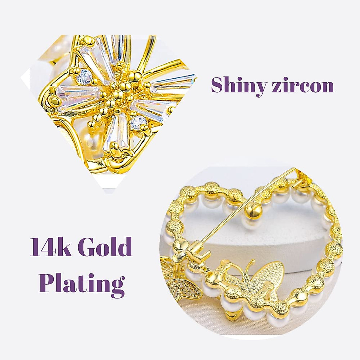 JOYWIKO Brooches and Pins with Pearl and Crystal, Fashion Elegant Lapel Pin Jewelry Gifts for Women, Fashionable Accessories (White Heart)