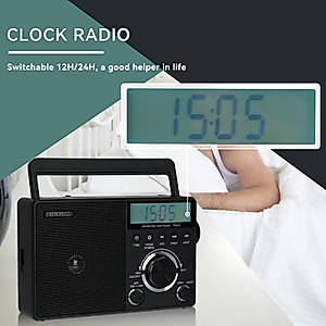 Retekess TR635 AM FM Radio with External Antenna Jack, Portable Shortwave Radio with Best Reception, Backlight LCD Display, Time Setting,Battery Operated or AC Power,Earphone Jack for Gift,Elder,Home