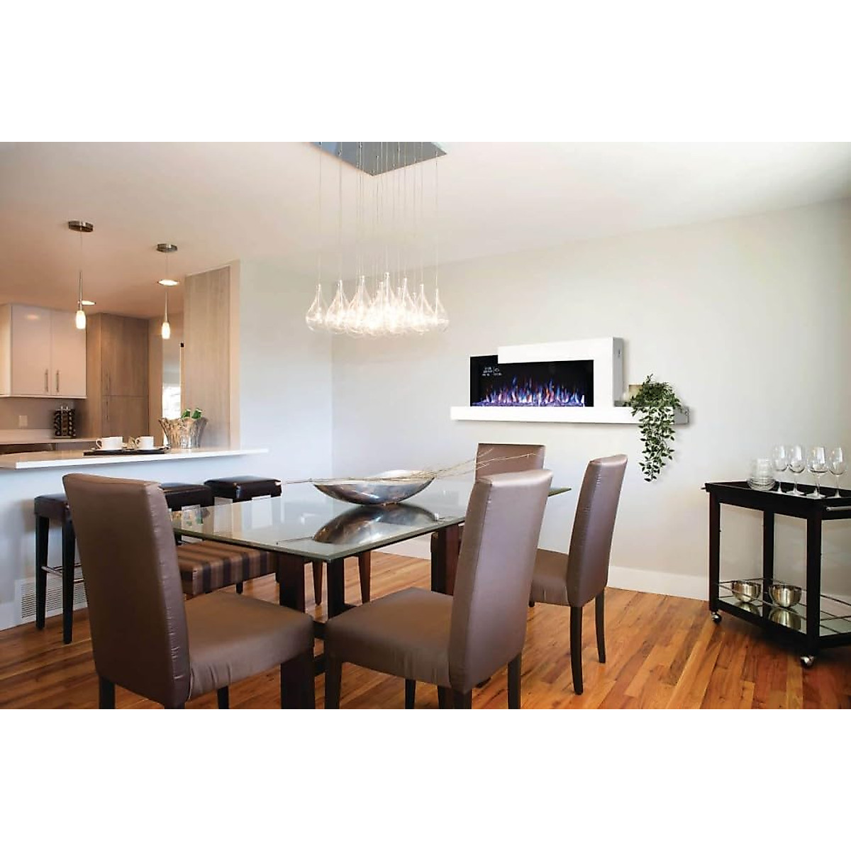 Napoleon Stylus Cara Series 32 Electric White Fireplace - Wall Mount Shelf Style - Home WiFi App Compatible - LED Display - with Remote Control - NEFP32-5019W