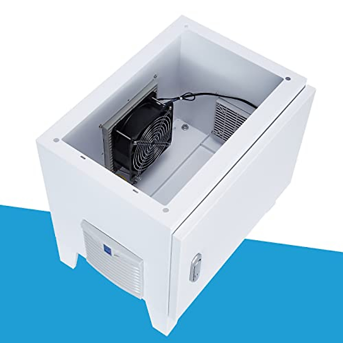 HQUA ASC01 Pond, Water Garden Weatherproof Outdoor Cabinet, Housing for Pond Aerator, Air Pump 19”W×14”D×18.5”H with 110V Cooling Fan, pre-Wired Outlet and 10’ 3-pin Plug Cord Included