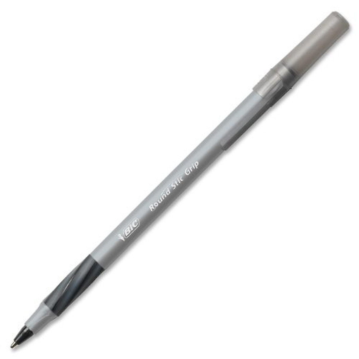 BIC Round Stic Grip Xtra Comfort Ballpoint Pen, Fine Point (0.8mm), Black, 12-Count