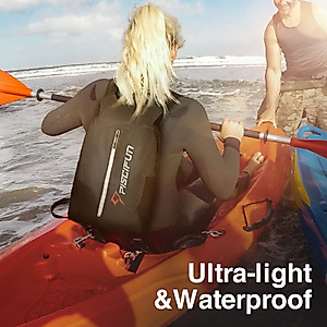 Piscifun Dry Bag Waterproof, Floating Dry Backpack, Lightweight Waterproof Dry Bag with Waist Pouch and Phone Case for Kayaking, Camping, Beach, Boating & Swimming for Men & Women Black 20L
