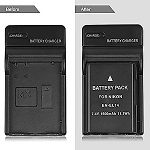 EN-EL14 EN EL14a EN-EL14+Battery Charger MH-24 for Nikon D3100, D3200, D3300, D3400, D3500, D5100, D5200, D5300, D5500, D5600, Df DSLR, Coolpix P7000, P7100, P7700, P7800 Cameras