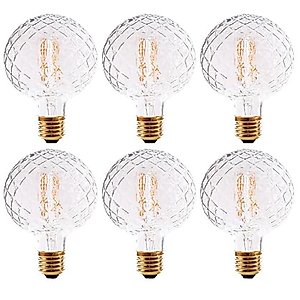 Vintage LED Edison Bulb G30 4W Dimmable LED Filament Bulb Globe Pineapple Shaped Light Bulb 2300K Warm White E26 400LM Equivalent 40W Incandescent (Clear, 6 Pack)