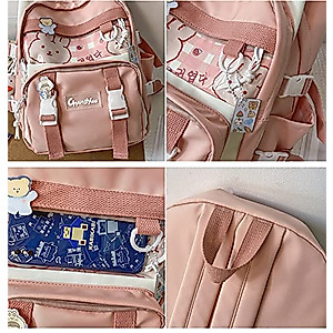 Kawaii Backpack with Cute Duck Plush, Aesthetic Student School Bags BookBag School Supplies Daypack Bag Rucksack (Blue), One Size