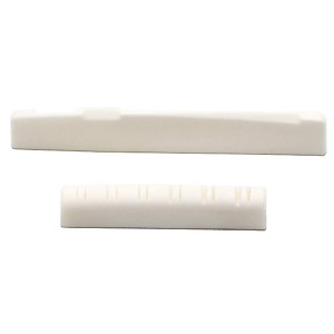DISENS 12 String Guitar Saddle and Nut Slotted Real Bone Neck Nuts, Acoustic Guitar Bridge Parts Replacement & Accessories