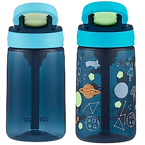 Contigo Kids Water Bottle with Redesigned AUTOSPOUT Straw, 14oz., 2 Pack, Blueberry and Blue Raspberry & Blueberry and Blue Raspberry with Cosmos