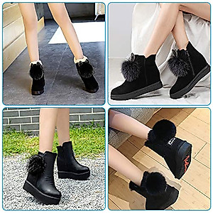 Fur Pom Poms for Hats, 6PCS 4 Inch Faux Fur Pom Pom Balls Fluffy Pompoms for Crafts with Elastic Loop 3 Colors for Keychains Scarves Gloves Bags Knitting Supplies