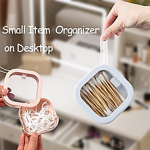 Nvhaly 2 Pcs Hair Tie Organizer, Portable Hair Accessory Storage Containers Small Stackable Hair Ties Qtip Travel Holder Cotton Swab Dispenser Hair Accessories Organizer Box (2PCS,white)