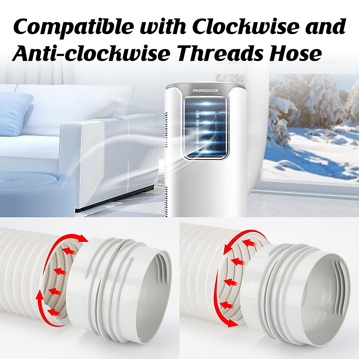 NEAGLORY Portable Air Conditioner Exhaust Hose Coupler Universal 5.1 Inch & 5.9 Inch Diameter Air Conditioner Hose Connector Extender, Fit for Clockwise & Counter Clockwise AC Threads Hose Extension