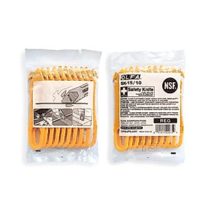 OLFA Disposable Concealed Blade Safety Knife, 10 Knives (SK-15/10) - Disposable Multi-Purpose Safety Box Cutter w/Concealed Blade, Tape Splitter, & Non-Slip Ergonomic Handle (10 Pack)