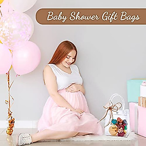 50 Pcs Clear Plastic Gift Bags with Handle Transparent PVC Plastic Gift Wrap Tote Bag Wedding Gift Bags Reusable Small Clear Gift Bags for Shopping Birthday Wedding Party Favor (6 x 5.1 x 2.8 Inch)