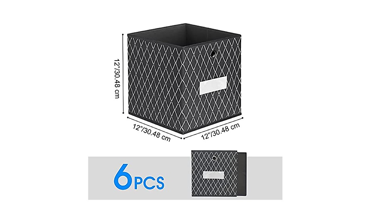 Cube Storage Organizer Bins - 12x12 inch Fabric Storage Cubes Set of 6