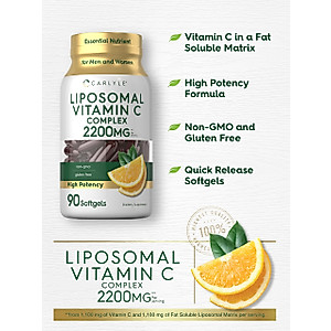 Carlyle Liposomal Vitamin C | 2200mg | 90 Softgels | High Potency Complex Supplement | Non-GMO, Gluten Free Supplement Packaging May Vary