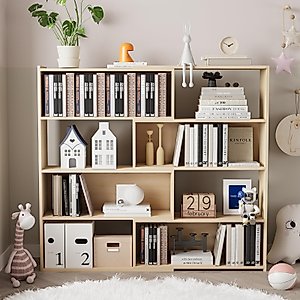 ARTETHYS Corner Bookcase Shelf Cube Bookshelf with 4-Tier Adjustable Shelves Open Narrow Bookcase Rack for CDs/Movies/Books, Utility Small Book Organizer Shelves for Bedroom, Living Room, Home Office