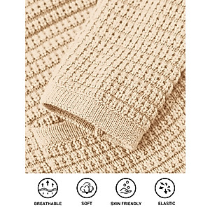 PRETTYGARDEN Women's Knit Cardigan Sweaters Fall Fashion Long Sleeve Open Front Button Down Trendy Casual Sweater Jacket (Beige, Large)