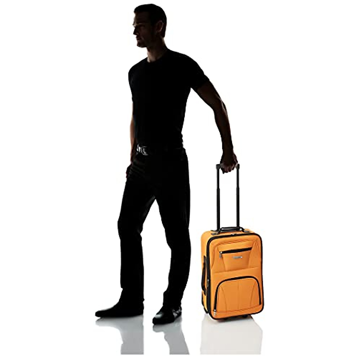 Rockland Fashion Softside Upright Luggage Set,Expandable, Orange, 2-Piece (14/19)