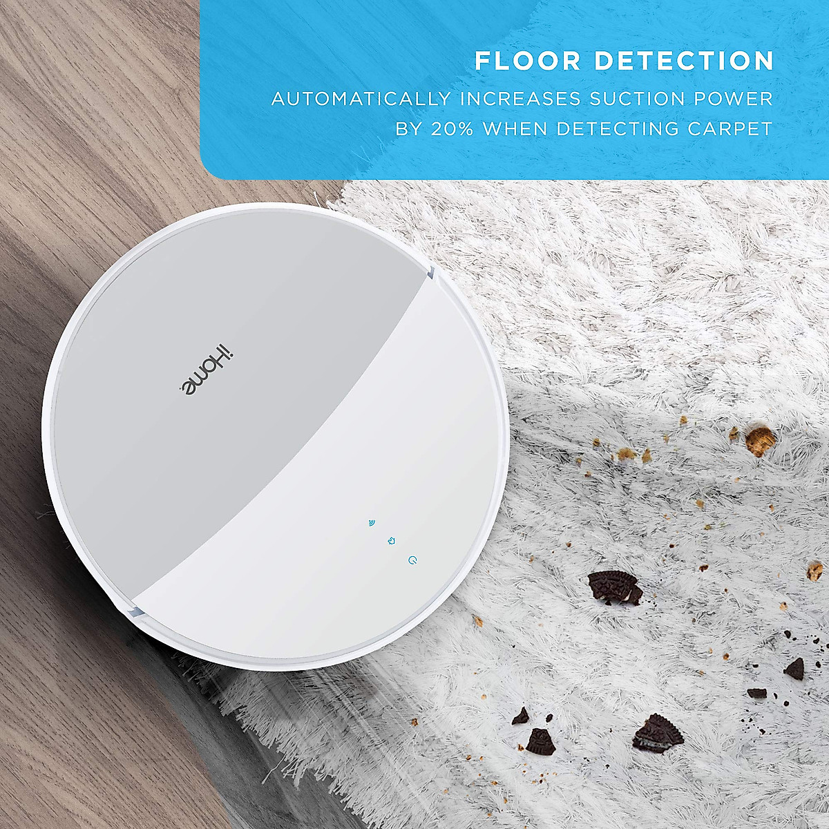 iHome AutoVac 2-in-1 Robot Vacuum + Mopping Enabled with Mapping HomeMap Navigation, 2000pa Suction Power, HyperDrive Technology for Pet Hair, Alexa/Google and App Control (Eclipse White)