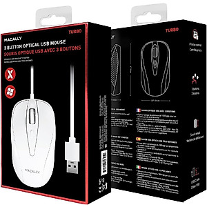 Macally USB Wired Mouse with 3 Button, Scroll Wheel, & 5 Foot Long Cord, USB Mouse for Laptop and Desktop, Computer Mouse Wired Compatible with Apple Macbook, iMac, Mac Mini, Windows PC, & Chromebook