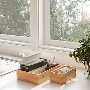 Lavish Home Drawer Organizer – 5 Compartment Modular Natural Wood Bamboo Space Saver Tray Storage for Kitchen, Office, Bedroom and Bathroom