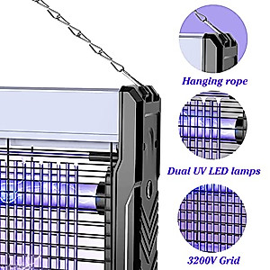 Neijiaer Bug Zapper 3200V Electric Mosquito Zapper Outdoor Fly Zapper Indoor with Hanging Function USB-Powered Mosquito Killer with Removable Tray Insect Killer with Light Trap for Fly Gnat Moth