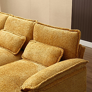 GNIXUU 110" Sectional Sofa Cloud Couch for Living Room, Modern Chenille U Shaped Couch, Comfy Modular Sofa Sleeper with Double Chaise & Memory Foam(Mustard Yellow)