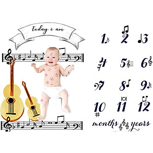 Baby Monthly Milestone Blanket Newborn Neutral Age Photo Props Shoots Backdrop Personalized Photography Growing Infants Toddlers Swaddle Blanket Includes Headband Frame