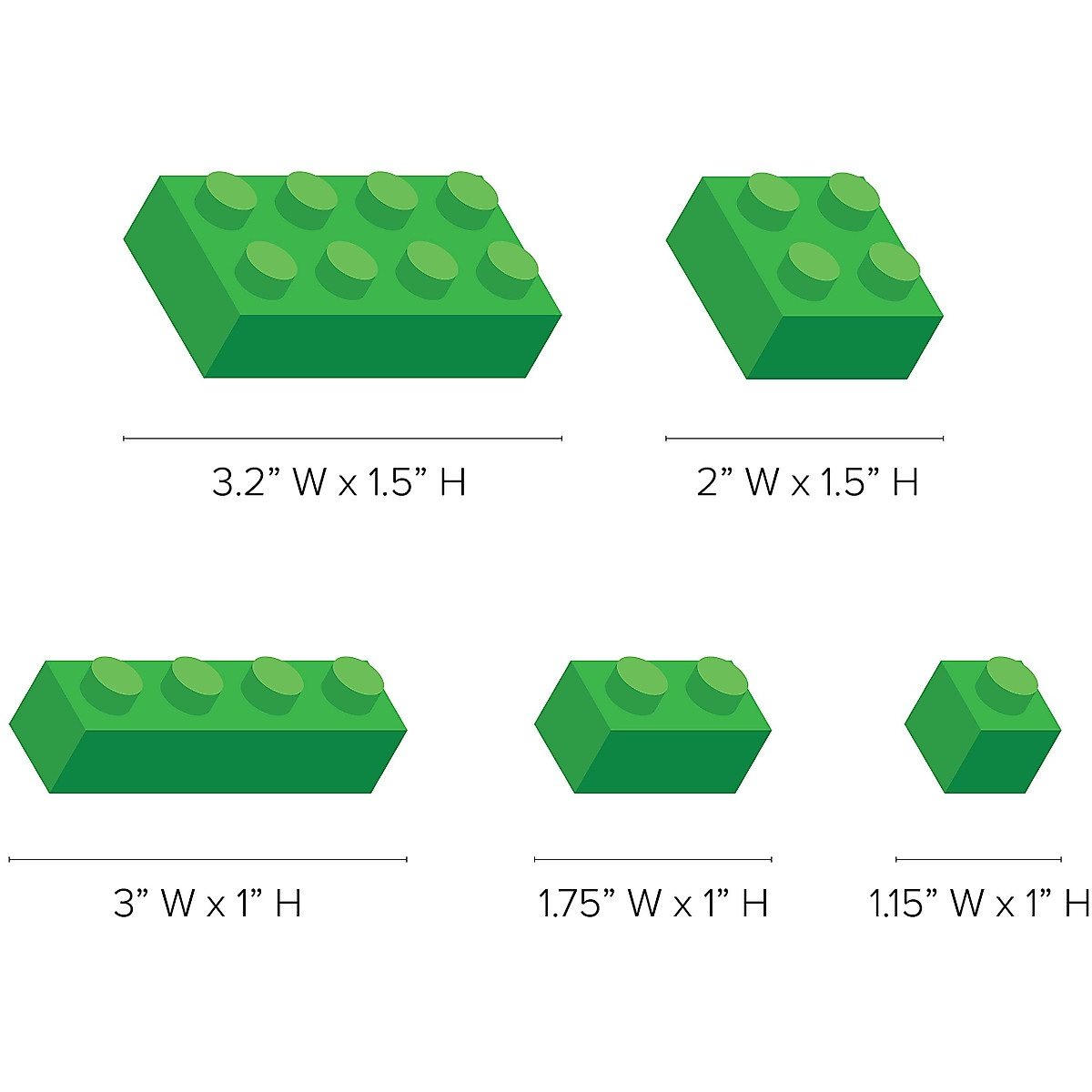 Sunny Decals Mini- Building Block Bricks Fabric Wall Decals, Set of 98 Blocks in 4 Colors - Removable, Reusable, Respositionable