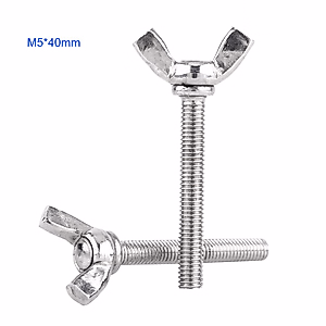 Pack of 5PCS M5 Metric Wing Bolt, 304 Stainless Steel Wing Butterfly Screws Bolts Wing Bolt Machine Fastener (M5 x 40mm)