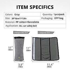 COFFLED Gray Seat Belt Pillow for Kids 2PC, Seatbelt Pillow for Child Travel, Seat Belt Pillow for Toddler Head Protector, Shoulder Pad for Car Safety Seatbelt, Car Sleeping Seat Belt Pillow Support