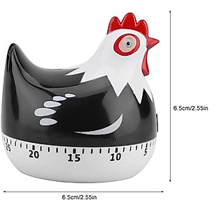 Cute Timers 60 Minutes Loud Alarm Manual Timer Chicken Cartoon Kitchen Cooking Timer Clock for Cooking Baking (Black)