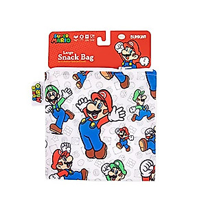 Bumkins Sandwich Bag / Snack Bag, Reusable Fabric, Washable, Food Safe, BPA Free, 7x7 â€“ Nintendo Mario/Luigi, Pack of 1