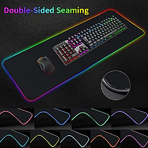SIMEEGO RGB Gaming Mouse Pad, Led Mouse Pad with 14 Lighting Mods Large Sized Soft mousepad, Waterproof, Low Friction Hard Surface Keyboard Mouse Mat for Gaming and Work -31.5×11.8 (Honeycomb Hexagon)