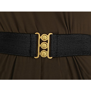 Anna-Kaci Women's Sparkly Glitter Waistband Wide Stretch Elastic Belt Wedding Sashes Bling Elegant Accessory, Shiny Black, One Size