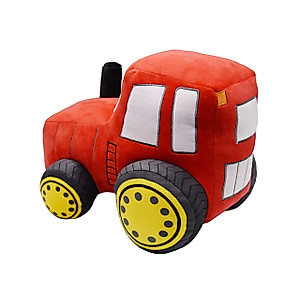 YONLIT Soft Plush Tractor Stuffed Truck Toy Super Cute Car Plushie Throw Pillow Excellent Gifts for Kids or Birthday Party 12 Inches (Red)