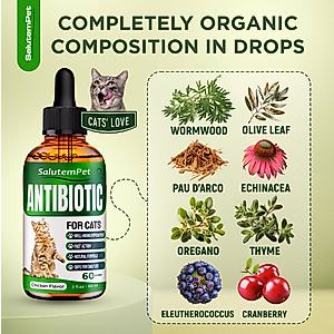 Natural Antibiotics for Cats | Cat Antibiotics | Supports Cat Allergy Relief | Cat Itch Relief | Cat Allergy Support | Cat Multivitamin | Pet Antibiotics | Cat Antibiotics | 2 Oz