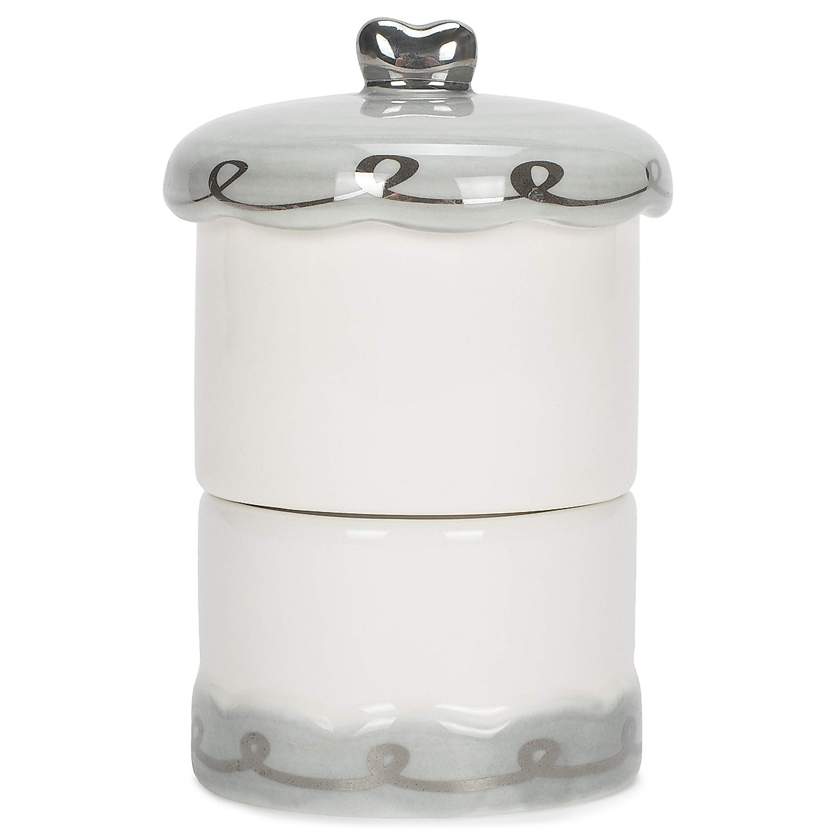 DEMDACO Baby Tooth and Curl Metallic Blue 3.5 x 2.5 Glossy Ceramic Keepsake Box