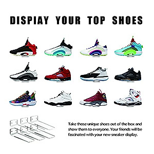 SIPRDE Floating Shoe Display Shelves for Wall Mount Set of 6 - Clear Acrylic Floating Shelves for Showcase Sneaker Collection or Shoes Box
