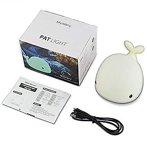 Mystery 4-Modes Children Night Light, USB Rechargeable Dolphin Night Light With Warm White, Strong White, 5 Single Colors and 5-Color Breathing Modes, Sensitive Tap Control for Baby Adults Bedroom