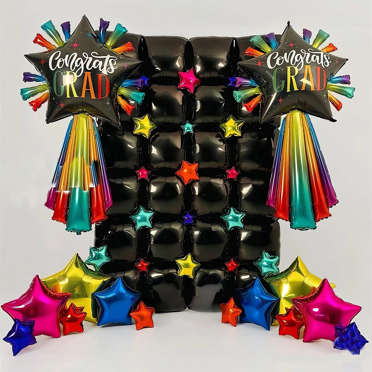 Black And White Square Foil Balloons Wall Backdrop Double Sided Balloon Arch Garland Kit for Anniversary Bachelorette Birthday Engagement Bridal Baby Shower Party Decorations