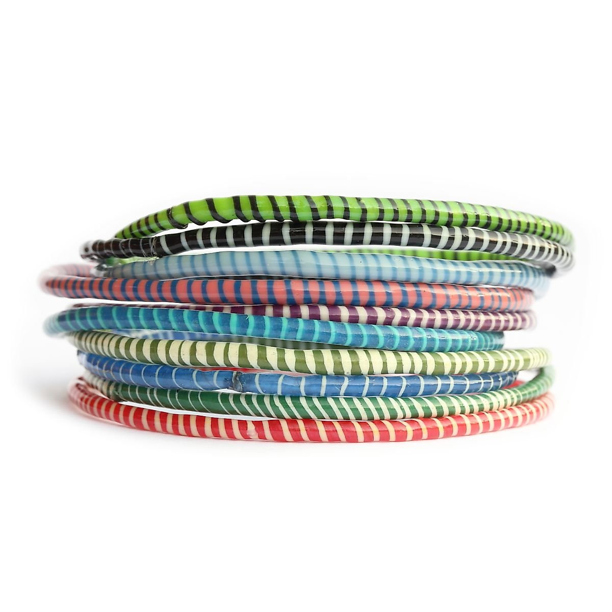 SayitBands.com 10 Recycled Flip Flop Bracelets Assorted Colors Hand Made in Mali, West Africa