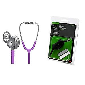 3M Littmann Classic III Monitoring Stethoscope, Lavender Tube, 27, inch, 5832 & 40007 Stethoscope Identification Tag, Black