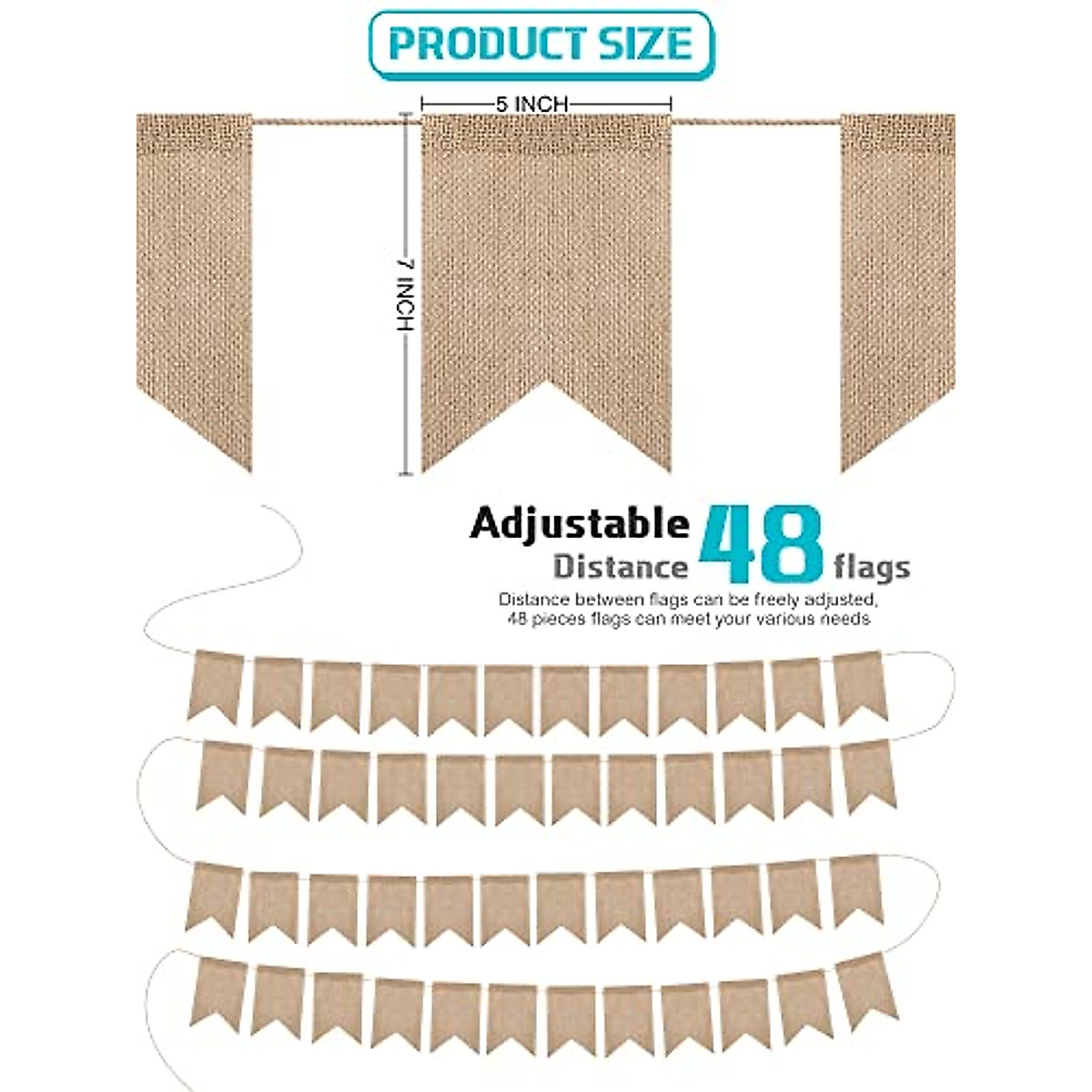 DIY Burlap Banner Kit with Letters, 48 Pcs Burlap Banner 30ft Swallowtail Flag with 36 Letter Number Stencil Customized Banner Kit for Birthday Wedding Holidays Party Decorations