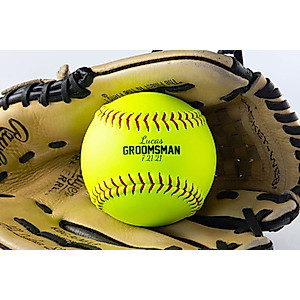 Buffalo Bottle Craft Personalized Yellow Softball, Groomsman Practice Softballs for The Best Man - Official Size- Custom Wedding Softball Proposal Gift Ring Bearer, Officiant