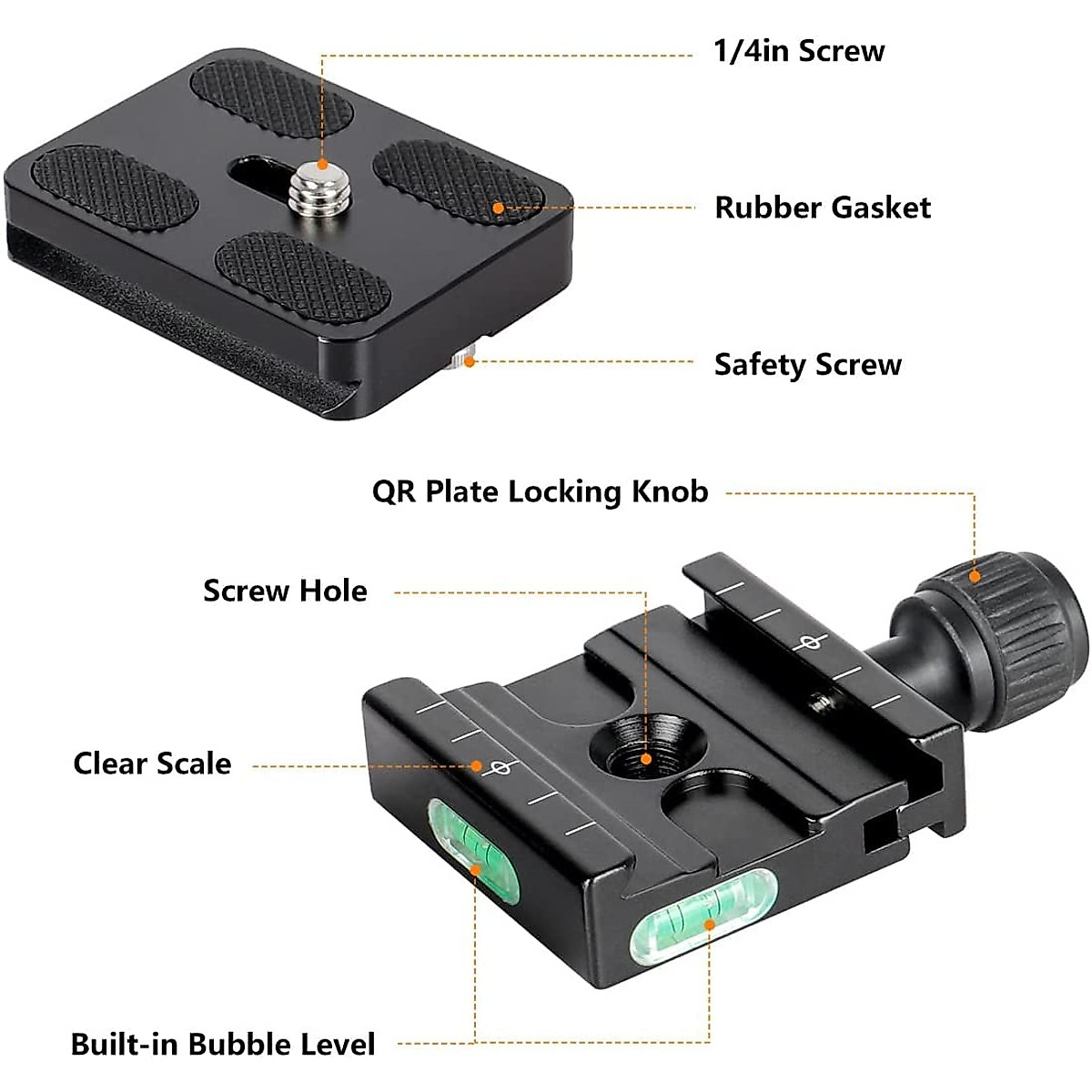 50mm Quick Release Plate Clamp Adapter Compatible with Arca Swiss for DSLR Camera Tripod Ball Head Monopod Stabilizer