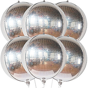KatchOn, Silver Disco Ball Balloons - 22 Inch, Pack of 6 | Silver Disco Balloons | Shiny Silver Balloons for Bachelorette Party Decoration | New Years Balloons for New Years Eve Party Supplies 2025