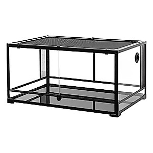 REPTI ZOO Newly 67 Gallon Reptile Glass Terrarium, 2 in 1 Use 36" x 24" x 18" Knock-Down Reptile Habitat Tank with Double Hinge Door & Screen Ventilation Large Reptile Terrarium